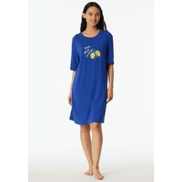 Schiesser Damen Nachthemd "Casual Fashion", Gr. 42819, blau, Single Jersey, Obermaterial: 95% Modal, 5% Elasthan, Kleider, Gesamtl&auml;nge ca. 90 cm, in