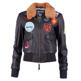 Top Gun Lederblouson Damen Gr&ouml;&szlig;e XL schwarz Sommerjacke
