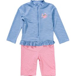 Playshoes Badeanzug M&auml;dchen Gr&ouml;&szlig;e 74/80 hellblau / rosa