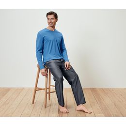 Tchibo - Pyjama mit gewebter Hose - Herren - Gr. S - dunkelblau