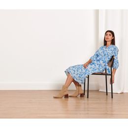 Tchibo - Bedrucktes Webkleid - Damen - Gr. 38 - blau/print