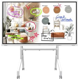 Samsung Flip WM85FX Flipchart 214,63 cm 85 Zoll inkl. Neomounts FL50-525WH1 MOVE Go Rollwagen