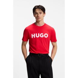 Hugo Herren T-Shirt "Dulivio"open pink693, Gr. M, unifarben, Single Jersey, Obermaterial: 100% Baumwolle, Shirts, Rundhalsausschnitt, Regular Fit,