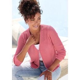 VIVANCE BY LASCANA Strickjacke pink Gr. 40/42 f&uuml;r Damen. Mit tiefer V-Ausschnitt. Figurumspielend