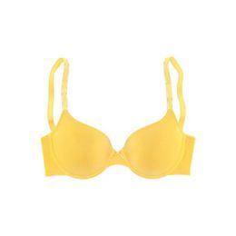 Lascana Schalen-BH ', T-Shirt-BH, B&uuml;gel-BH, Ela - perfect basic' gelb Gr. 85A. Mit Schleife. Mit B&uuml;gel