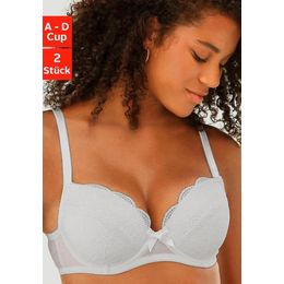 PETITE FLEUR BY LASCANA Balconette-BH wei&szlig;+schwarz Gr. 70C. Mit Schleife. Mit B&uuml;gel