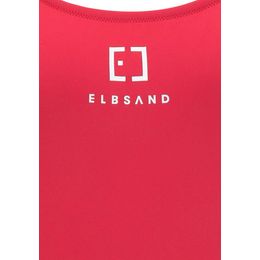 ELBSAND Badeanzug 'Edith' rot Gr. 36 Cup A/B. Mit Logodruck, Logoschriftzug. Ohne B&uuml;gel