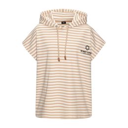 H.I.S. H.I.S Kapuzenshirt 'SandandStripesRNT2' mehrfarbig Gr. 40/42 f&uuml;r Damen. Rundhals und Schriftz&uuml;ge. Figurumspielend. Nachhaltig.