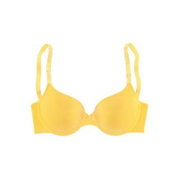 Lascana Schalen-BH ', T-Shirt-BH, B&uuml;gel-BH, Ela - perfect basic' gelb Gr. 70E. Mit Schleife. Mit B&uuml;gel