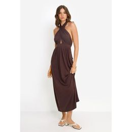 LSCN BY LASCANA Neckholderkleid dunkelbraun Gr. 34 f&uuml;r Damen. Mit Neckholder. Figurbetont. Nachhaltig.