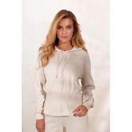 Lascana Hoodie beige Gr. 40/42 f&uuml;r Damen. Mit Kordel, Kordelzug. Figurumspielend. Nachhaltig.