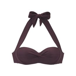 Lascana B&uuml;gel-Bandeau-Bikini-Top 'Lolo' violett Gr. 36 Cup B. Mit Seitlichen St&auml;bchen Und Mit B&uuml;gel. Nachhaltig.