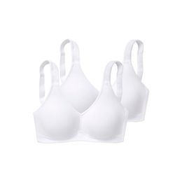 PETITE FLEUR BY LASCANA Entlastungs-BH ', BH ohne B&uuml;gel, Baumwoll BH' 2xwei&szlig; Gr. 75D. Ohne B&uuml;gel. Nachhaltig.