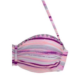 Venice Beach Set: B&uuml;gel-Bandeau-Bikini 'Violet' mehrfarbig Gr. 34 Cup E. Mit H&auml;kelkante. Mit Seitlichen St&auml;bchen Und Mit B&uuml;gel