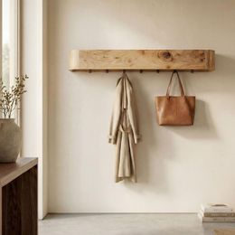 FineBuy Wandgarderobe Massivholz 100cm H&auml;ngegarderobe Flurgarderobe Garderobenpaneel