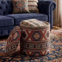 FineBuy Sitzhocker mit Stauraum Stoff 40cm Bunt Stoffhocker Rund Polsterhocker Hocker