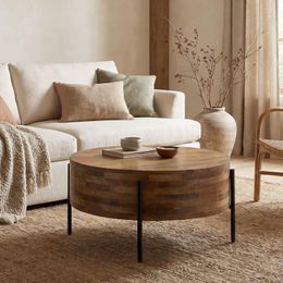 FineBuy Couchtisch 70cm Mango Massivholz Rund Sofatisch Wohnzimmertisch Beistelltisch
