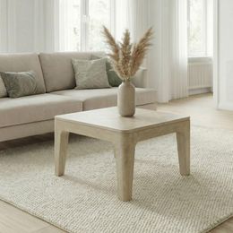 FineBuy Couchtisch 60cm Massivholz white wash Sofatisch Wohnzimmertisch Beistelltisch