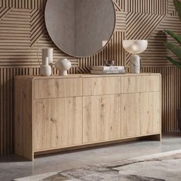 FineBuy Sideboard Eiche Dekor 155cm Kommode Anrichte Standschrank mit T&uuml;ren Schubladen