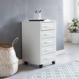 FineBuy Rollcontainer Holz Rollen Standcontainer 33x63x38cm Wei&szlig; Schreibtischcontainer