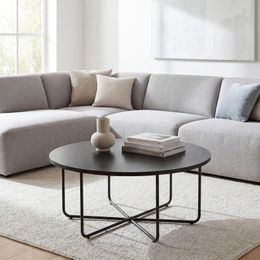 FineBuy Couchtisch 80cm Rund Schwarz Sofatisch Wohnzimmertisch Beistelltisch Modern