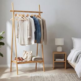 Riess Ambiente Massivholz Garderobe ZEN-BO 160cm natur Bambus Kleiderstange mit Ablage Riess-Ambiente