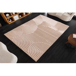Riess Ambiente 3D strukturierter Flor Teppich ART DECO 230x160cm taupe Hoch-Tief-Effekt Riess-Ambiente rechteckig Boheme Modern Skandinavisch