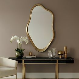 Riess Ambiente Moderner Wandspiegel EMBER 100cm gold variabel aufh&auml;ngbar organische Form Riess-Ambiente