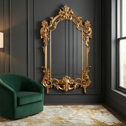 Riess Ambiente Design Wandspiegel OPULENT 150cm gold detailreiche Rahmenverzierung Modern Barock Riess-Ambiente