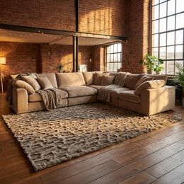 Riess Ambiente 3D Hochflor Teppich DUNE 230x160cm taupe Hoch-Tief-Effekt Riess-Ambiente rechteckig Modern Natur Skandinavisch