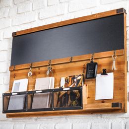 Riess Ambiente Praktisches Wandboard HERITAGE 80cm natur Pinie 6 Haken Kreidetafel Schl&uuml;sselbrett Riess-Ambiente