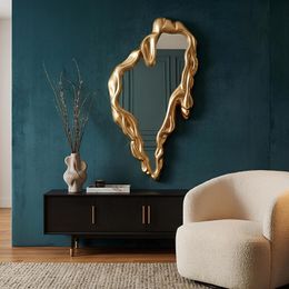 Riess Ambiente Extravaganter Wandspiegel FLUIDUM 150cm gold vertikale Aufh&auml;ngung organische Form Riess-Ambiente Glamour Modern