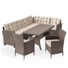 Casaria Polyrattan Ecklounge Creme/Beige inkl 2 St&uuml;hlen