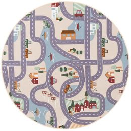 Snapstyle Kinder, Beige, Textil, Rund, 100x100 cm, Teppiche & B&ouml;den, Teppiche, Teppich Kinderzimmer