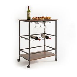 Relaxdays Servierwagen, Mehrfarbig, Metall, Holzwerkstoff, 60x82x45 cm, Esszimmer, Servierwagen