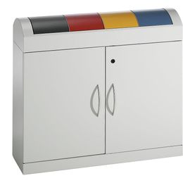 Wertstoffsammler-Schrank, kompakt, mit farbigen Klappdeckeln, 4 x 45 l, HxBxT 975 x 1100 x 320 mm kaiserkraft