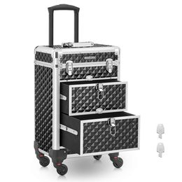 Boxxx Kosmetikkoffer, Schwarz, Silber, Metall, Kunststoff, Holzwerkstoff, 2 Schublade(n) Schubladen, 34x95x24 cm, Freizeit, Wellness, K&ouml;rperpflege