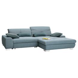 SetOne by Musterring Ecksofa, Hellblau, Metall, 2-Sitzer, Ottomane rechts, L-Form, 276x198 cm, Bettkasten erh&auml;ltlich, Fu&szlig;auswahl, Lederauswahl, Stoffauswahl, planbar, Armteilvarianten, Sitzqualit&auml;ten, seitenverkehrt Bettfunktion Hocker R&uuml;cken echt, Wohnzimmer, Sofas & Couches, Wohnlandschaften, Ecksofas