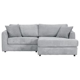 CARRYHOME Ecksofa, Hellgrau, Kunststoff, 2-3-Sitzer, F&uuml;llung: Schaumstoffflocken,Schaumstoffflocken, Ottomane rechts, seitenverkehrt montierbar, L-Form, 234x170 cm, R&uuml;cken echt, haustierfreundlicher Bezug, Wohnzimmer, Sofas & Couches, Wohnlandschaften, Ecksofas