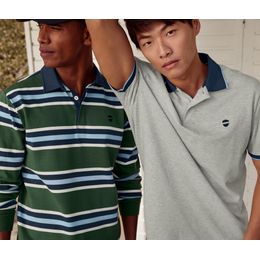 Tchibo - Langarm-Poloshirt - Herren - Gr. S - wei&szlig;/gestreift