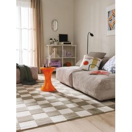 benuta Pop Kurzflor Teppich Marta Gr&uuml;n/Wei&szlig; 160x230 cm - Moderner Kurzflor-Teppich f&uuml;r Wohnzimmer