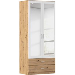 Kleiderschrank Rauch, B:91cm H:210cm T:54cmeiche artisan, alpinwei&szlig;, griffe alu, Holzwerkstoff, Kinderzimmer, Schr&auml;nke, "Schrank Garderobe Ankleide