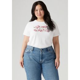 LEVI'S&reg; PLUS LEVI'S PLUS Damen T-Shirt "PL PERFECT TEE"plus blake brushstroke bw fill hellwei&szlig;, Gr. XL, Single Jersey, Obermaterial: 100% Baumwolle, Shirts