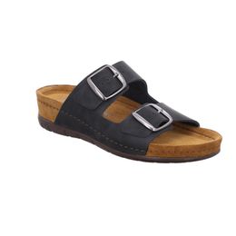 Rohde Damen Pantolette "Rodigo-40", Gr. 42schwarz, Nubukleder, Schuhe, Hausschuh, Sandale, Komfortschuh mit Keilabsatz