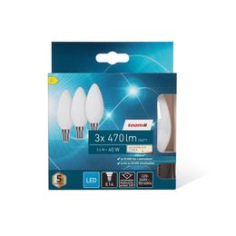 toom LED-Leuchtmittelset Kerze matt E14 3,4 W 470 lm warmwei&szlig; 3 St&uuml;ck