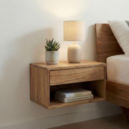FineBuy Nachttisch 50x35cm Massivholz Nachtkonsole H&auml;ngend mit Schublade schwebend