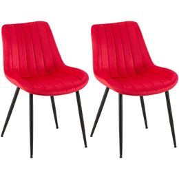 CLP 2er Set St&uuml;hle Rahden Samt Mit Schwarzem Gestell Und Einer Sitzh&ouml;he Von 46 cm I Polsterst&uuml;hle Mit Gestepptem Sitz