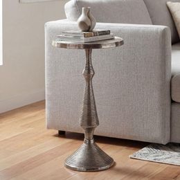 FineBuy Beistelltisch Alu Silber 30cm Metall Couchtisch Wohnzimmertisch Dekotisch Tisch