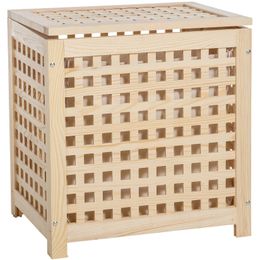 CLP W&auml;schebox I W&auml;schetruhe Und Aufbewahrungsbox Aus Holz I Moderner W&auml;schesammler Mit Deckel I W&auml;schebeh&auml;lter Mit Gitter Zur Bel&uuml;ftung