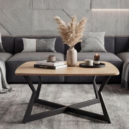 FineBuy Couchtisch 75cm Eiche Optik Quadratisch Sofatisch Wohnzimmertisch Beistelltisch